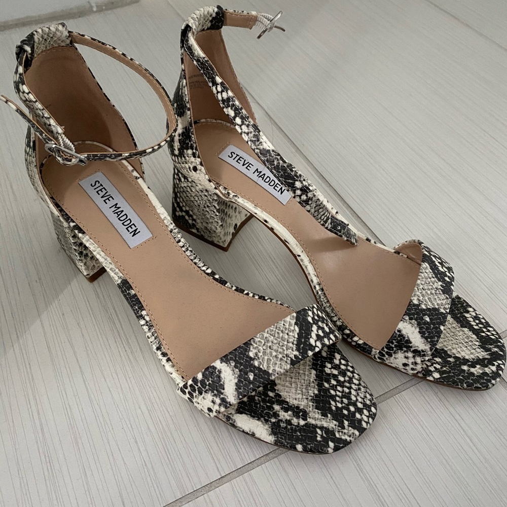 Steve Madden Snakeskin Block Heels - Gem